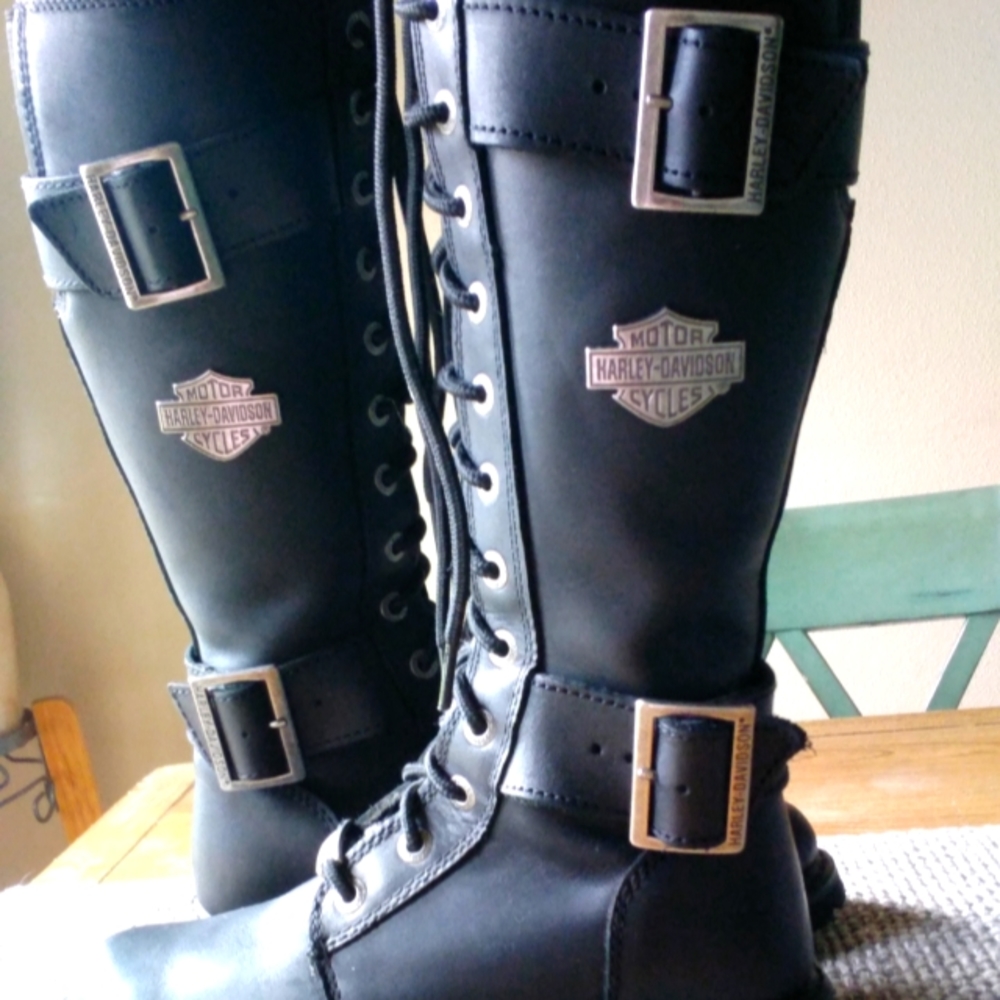 Harley Davidson Rare Leather Bad A-- Boots (New) - Gem